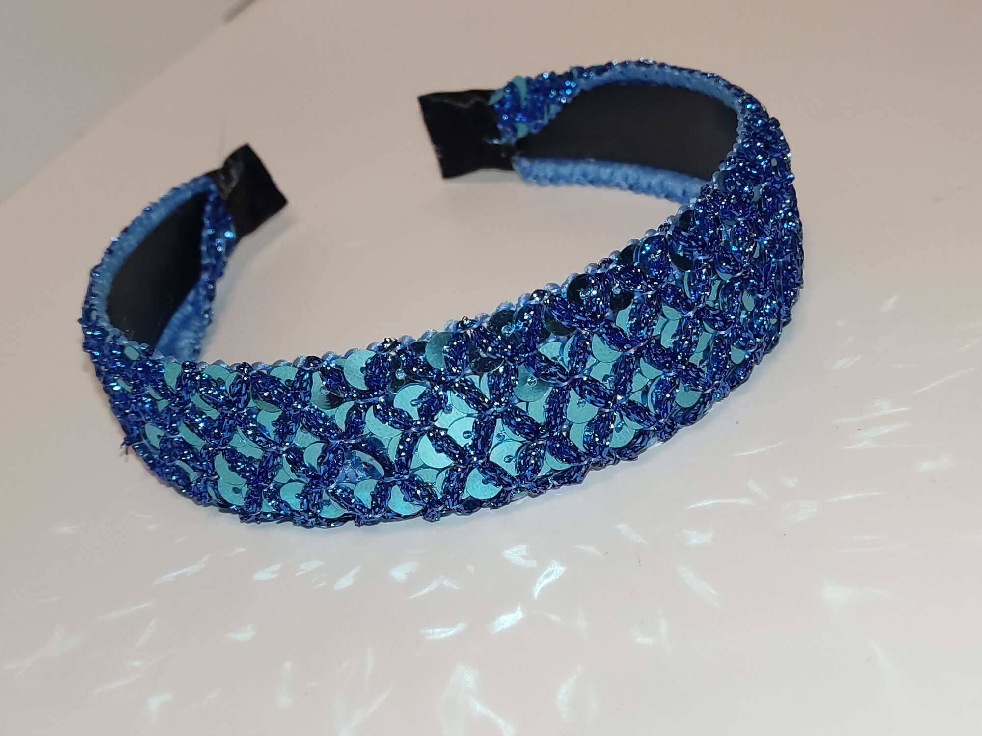 Ободок для волос "Блеск", пластик, пайетки, люрекс, голубой