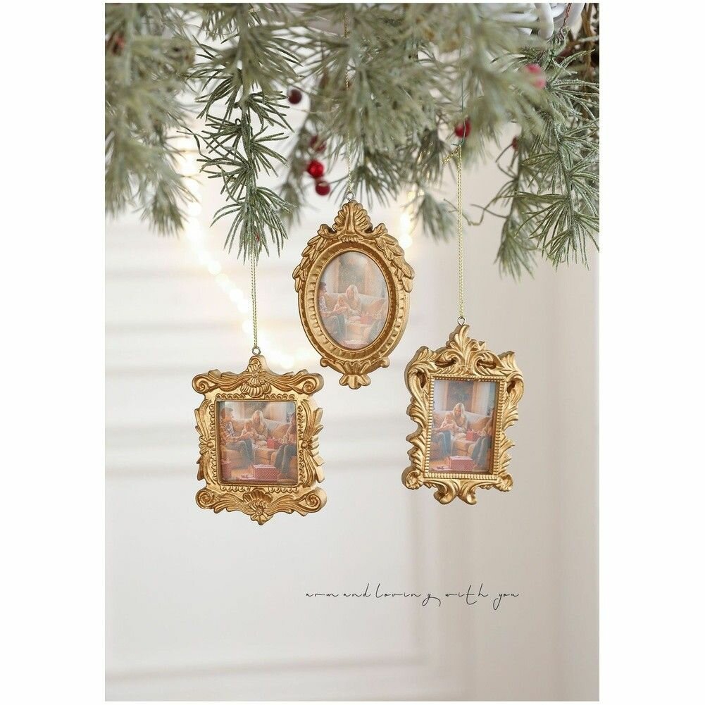 Винтажная Фоторамка В Стиле Барокко, Набор Мини-Рамок Для Фотографий, Украшения Для Рождественской Елки