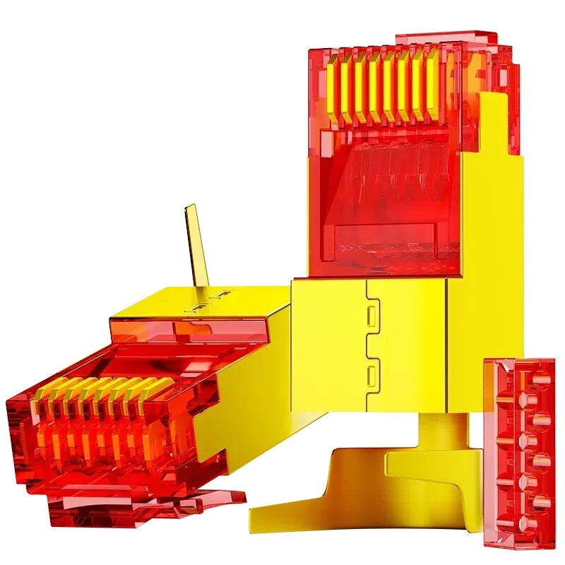 Разъем AMPCOM CAT7 RJ45 с нагрузкой, костюм из двух частей, модульная вилка STP 10 Гбит/с для экранированного Ethernet-кабеля cat7 CAT6A 23-26AWG