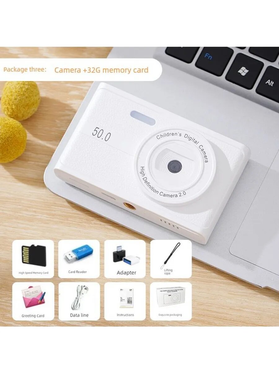 Фотоаппарат Fuji HD, Белый, 32ГБ, Двойная камера, Вспышка