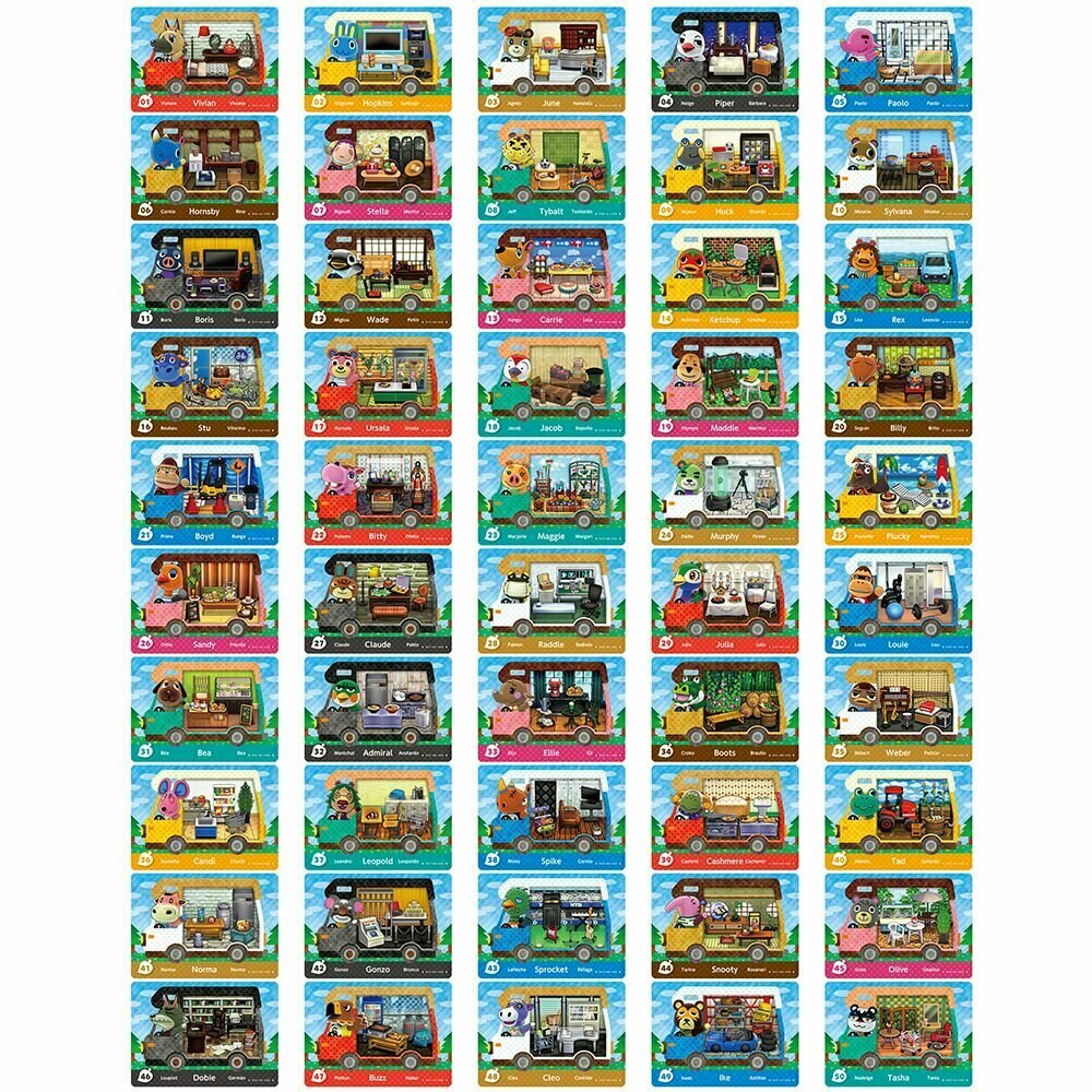 50 шт. игровых карт animal crossing mini rv для ns switch