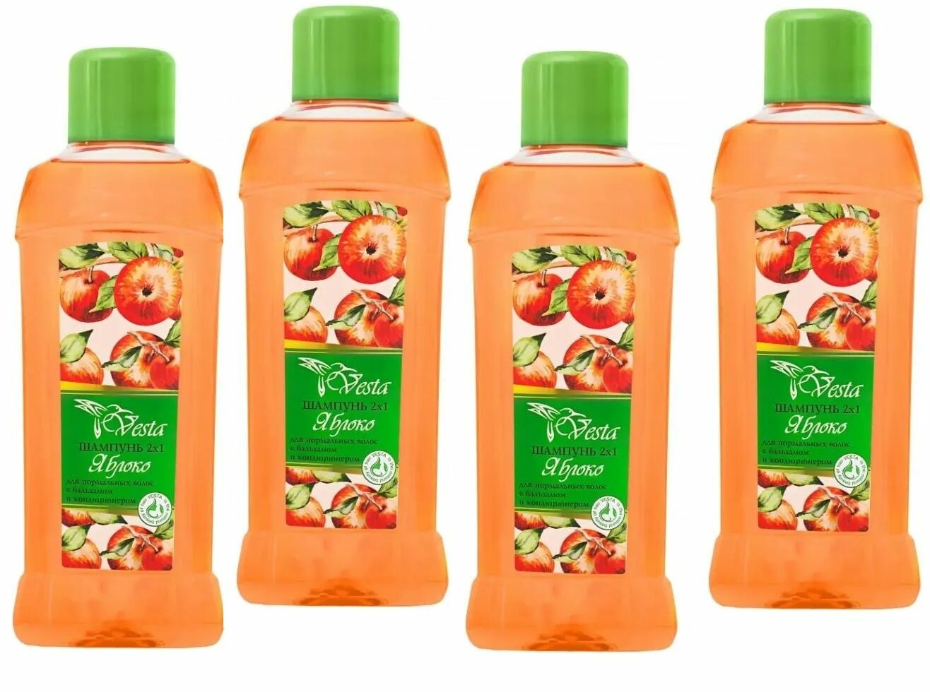 Шампунь 2в1 Vesta для нормальных волос Яблоко 1000 мл, 4шт.