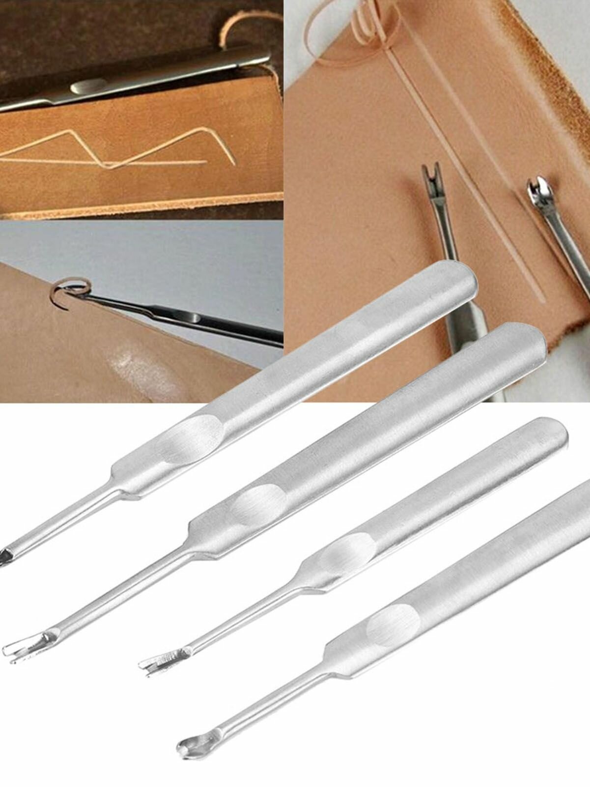 Триммер для кожи из нержавеющей стали, устройство для нарезания канавок, V-образный набор из 4 предметов