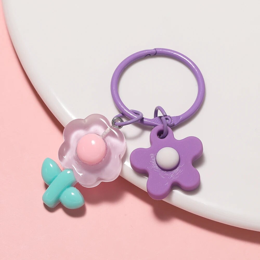 Брелок с цветком из смолы AGCFABS Фиолетовый, Purple