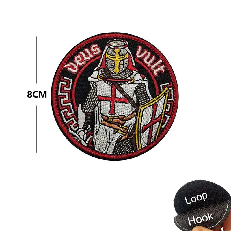 Нашивка тактическая "Рыцарь Deus Vult" 8см, цвет 04