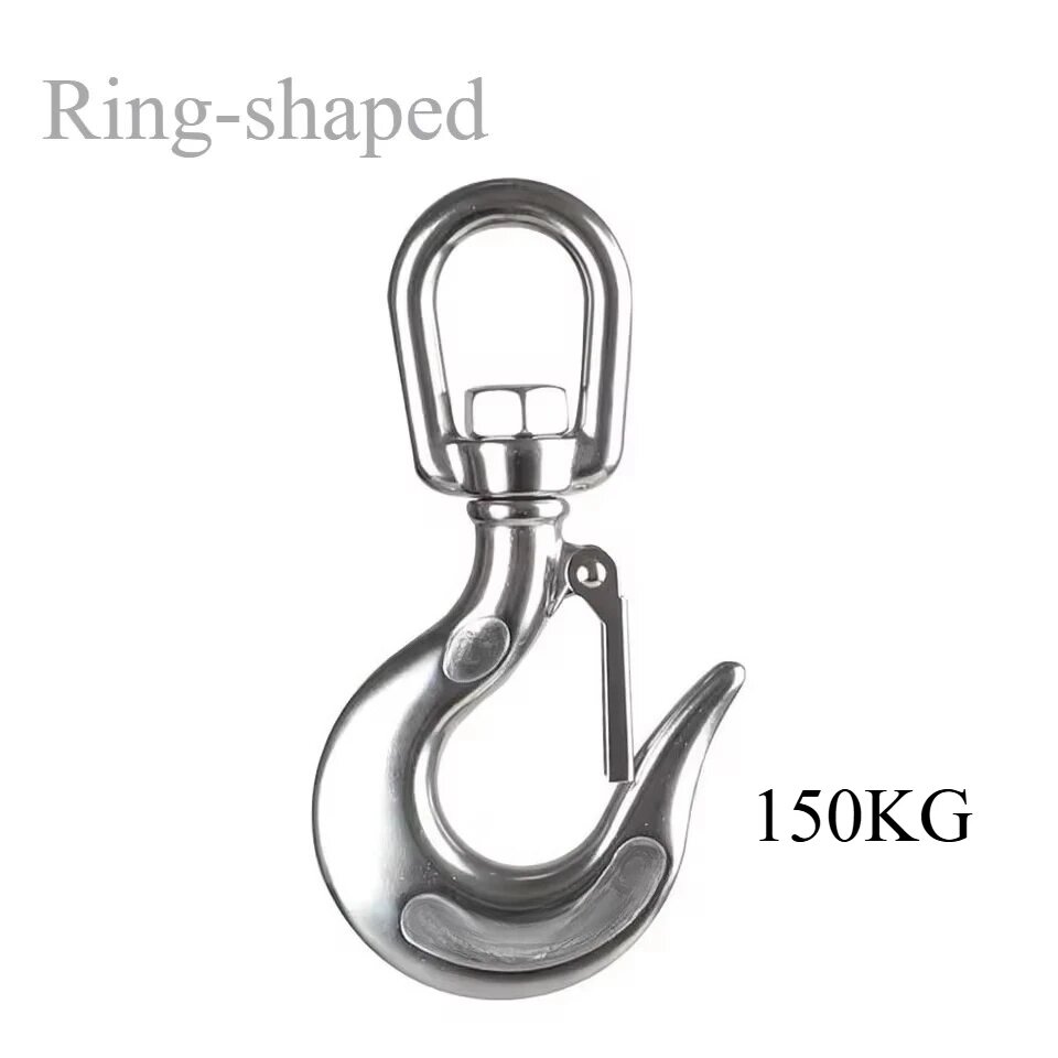 Крюк поворотный с кольцом, 150кг, нержавеющая сталь