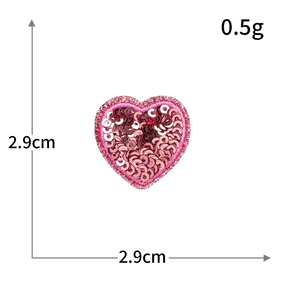 Текстильные нашивки сердце с блестками для одежды Розовый, M1167