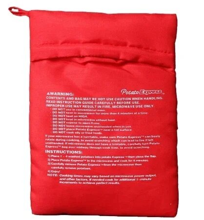 Многоразовый мешок для картофеля в микроволновке, красный 1pc