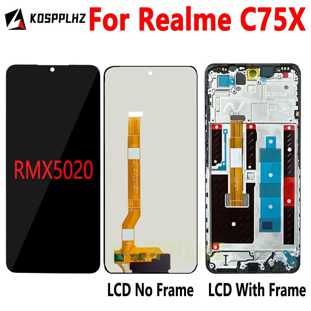 6,67 "для Realme C75x экран дисплея для Realme C75x RMX5020 ЖК-экран с сенсорным дигитайзером и рамкой LCD No Frame