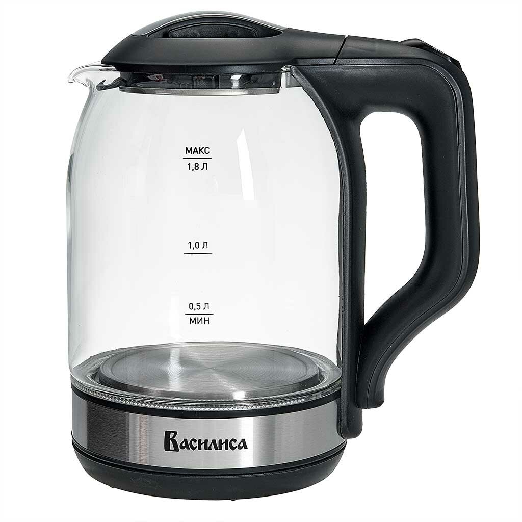 Чайник электрический 1.8 л Василиса ВА-1036 стеклянный, LED-подсветка