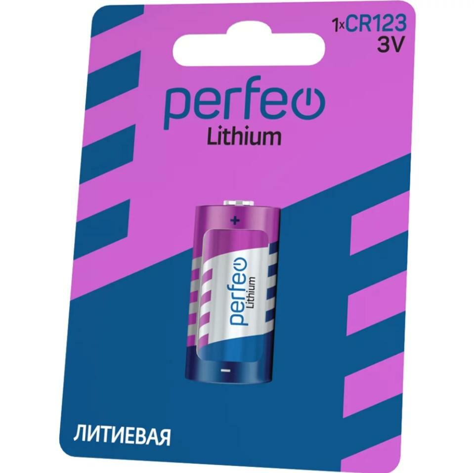 Батарейка Perfeo CR123A Lithium 3V BL1 PFCR123/1BL, 1шт.