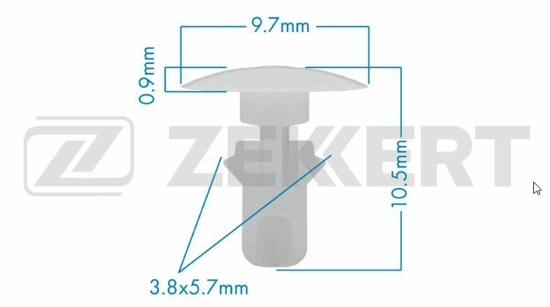 Клипса крепёжная. Zekkert. 10 шт. Nissan. (Цвет белый)