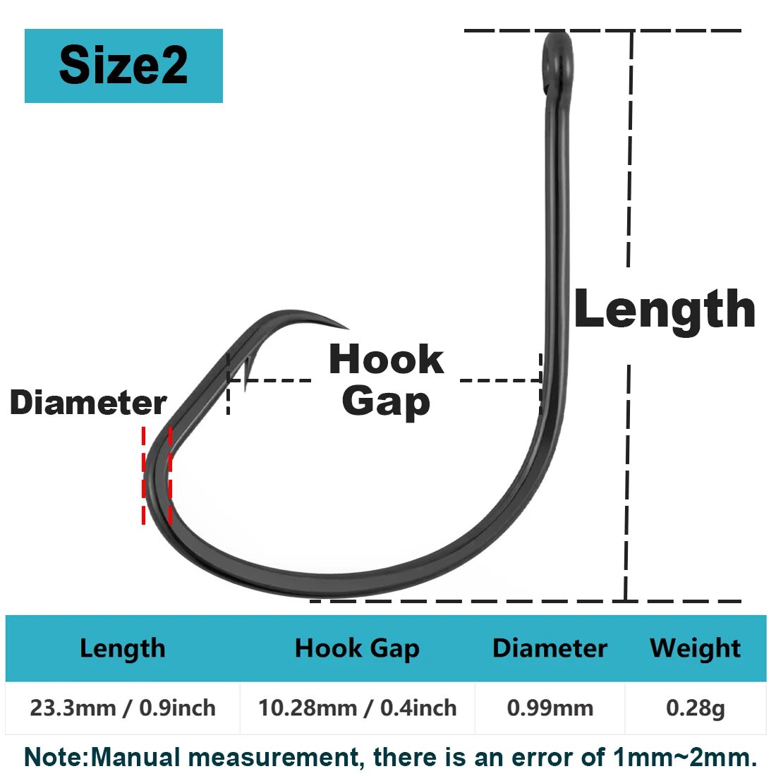 Крючок для рыбалки Inline Circle Hook Size2 0.28g