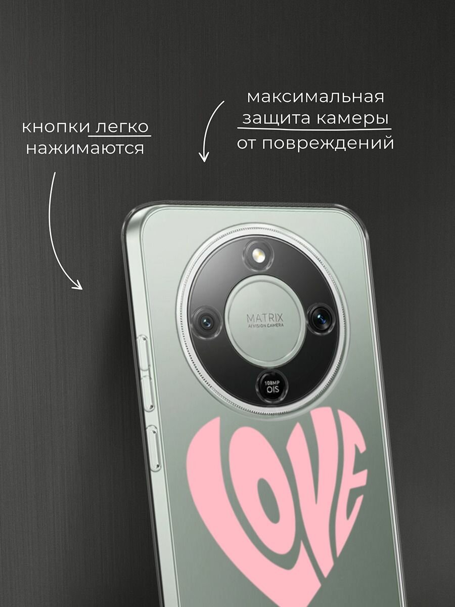 Чехол на Honor X9d / Хонор X9d с принтом Love heart 3, прозрачный — фото 1