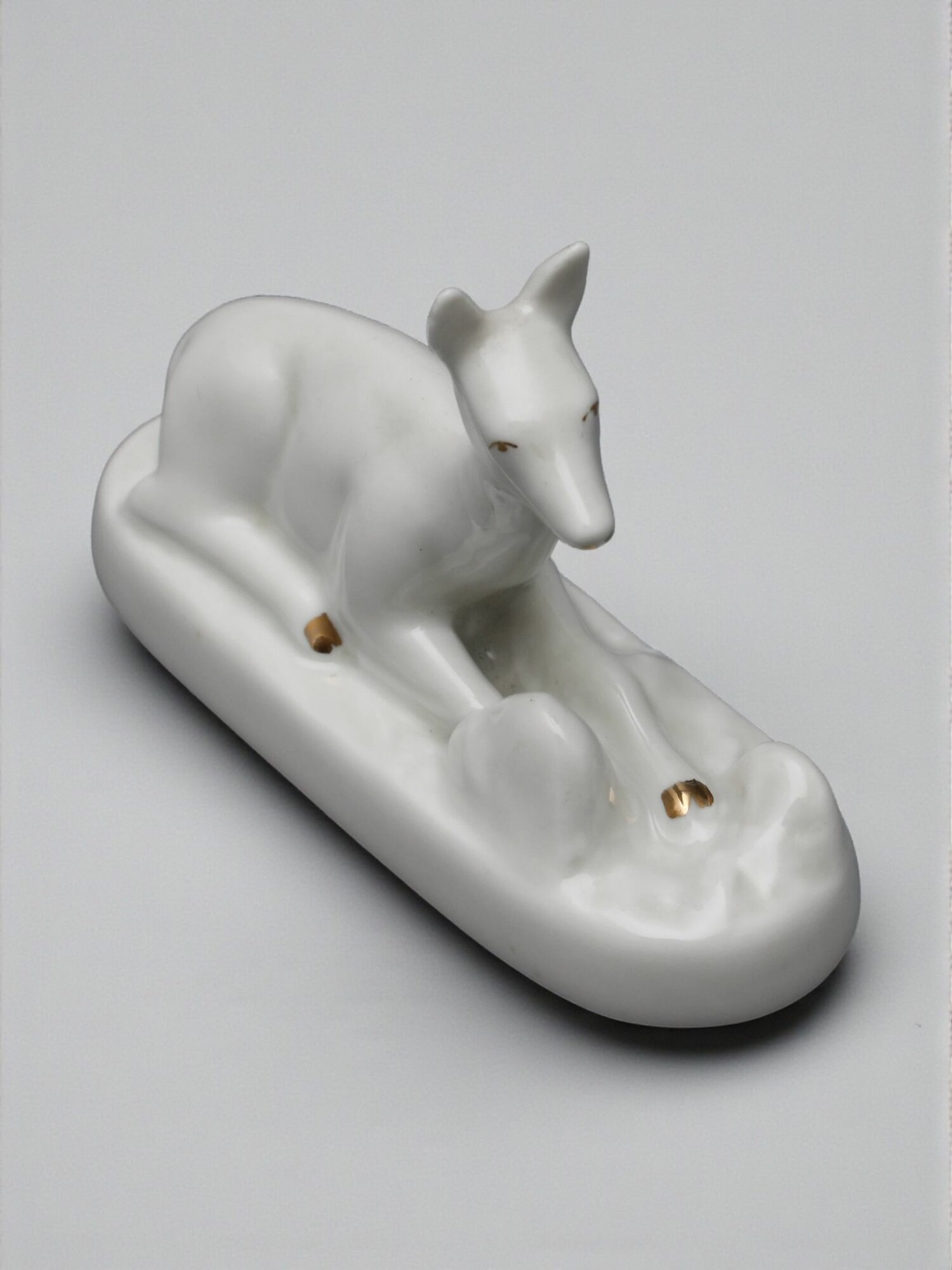 Антикварная статуэтка "Оленёнок", фарфор, Вербилки, 1950-60 гг.