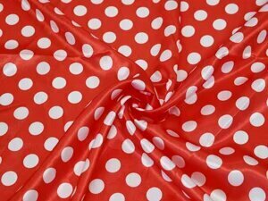 Полиэстер атлас шармез ткань в горошек FABRIC SHIPPER Красный, 10Meters X 1.48Meter, red