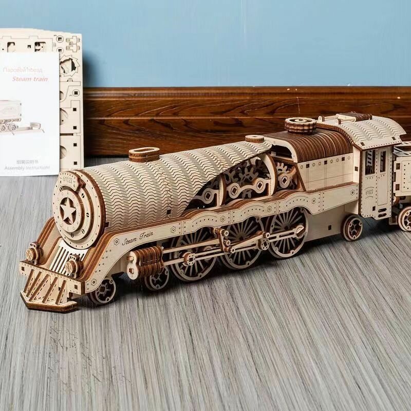 Сборная модель, деревянная модель поезда, питание, комплекс, 71см*11,5см*12,5см, для подарков