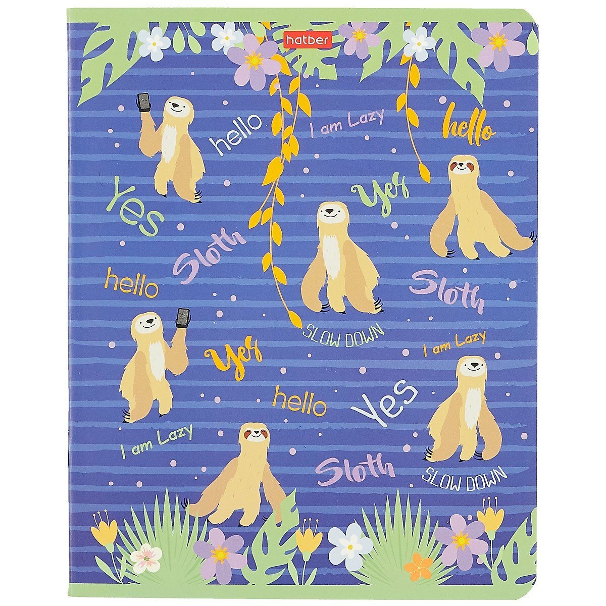 Тетрадь в клетку Hatber, "Ленивцы", 48 листов, в ассортименте