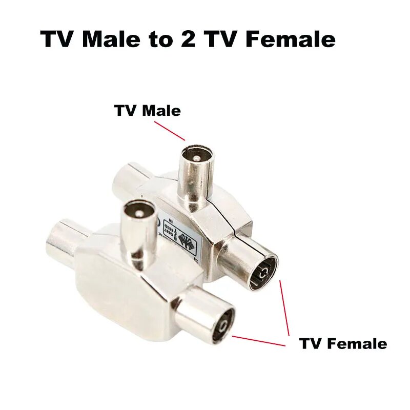 Разветвитель ТВ-антенны от 1 до 2, 2-полосный разъем интерфейса преобразования коаксиального сигнала ТВ «папа» на 2 «мама» антенны