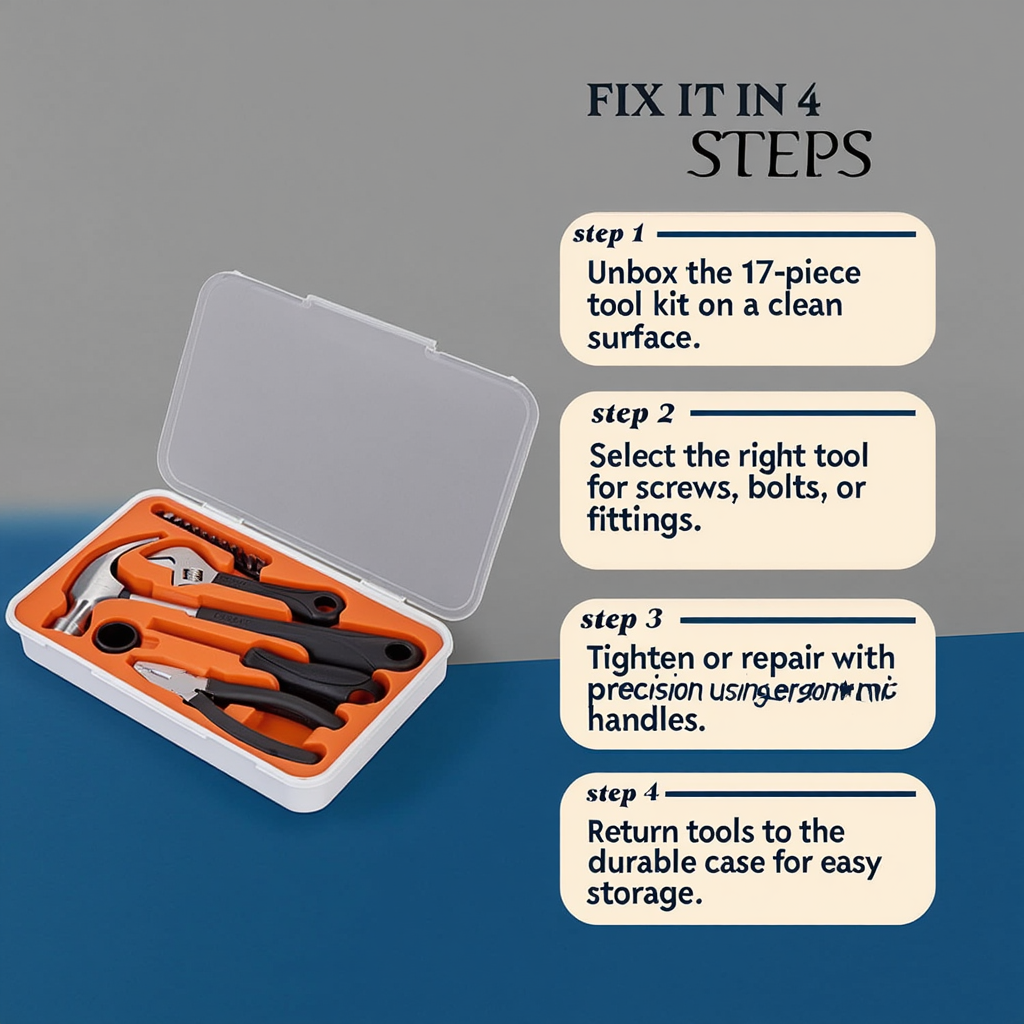 Набор инструментов 17 предметов для дома и ремонта: универсальные гаечные ключи и ручные инструменты