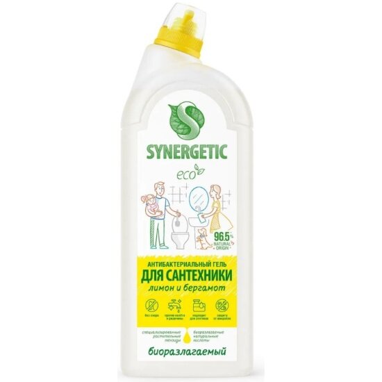 Чистящее средство Synergetic Лимон и бергамот, для сантехники, биоразлагаемое, 1.5 л