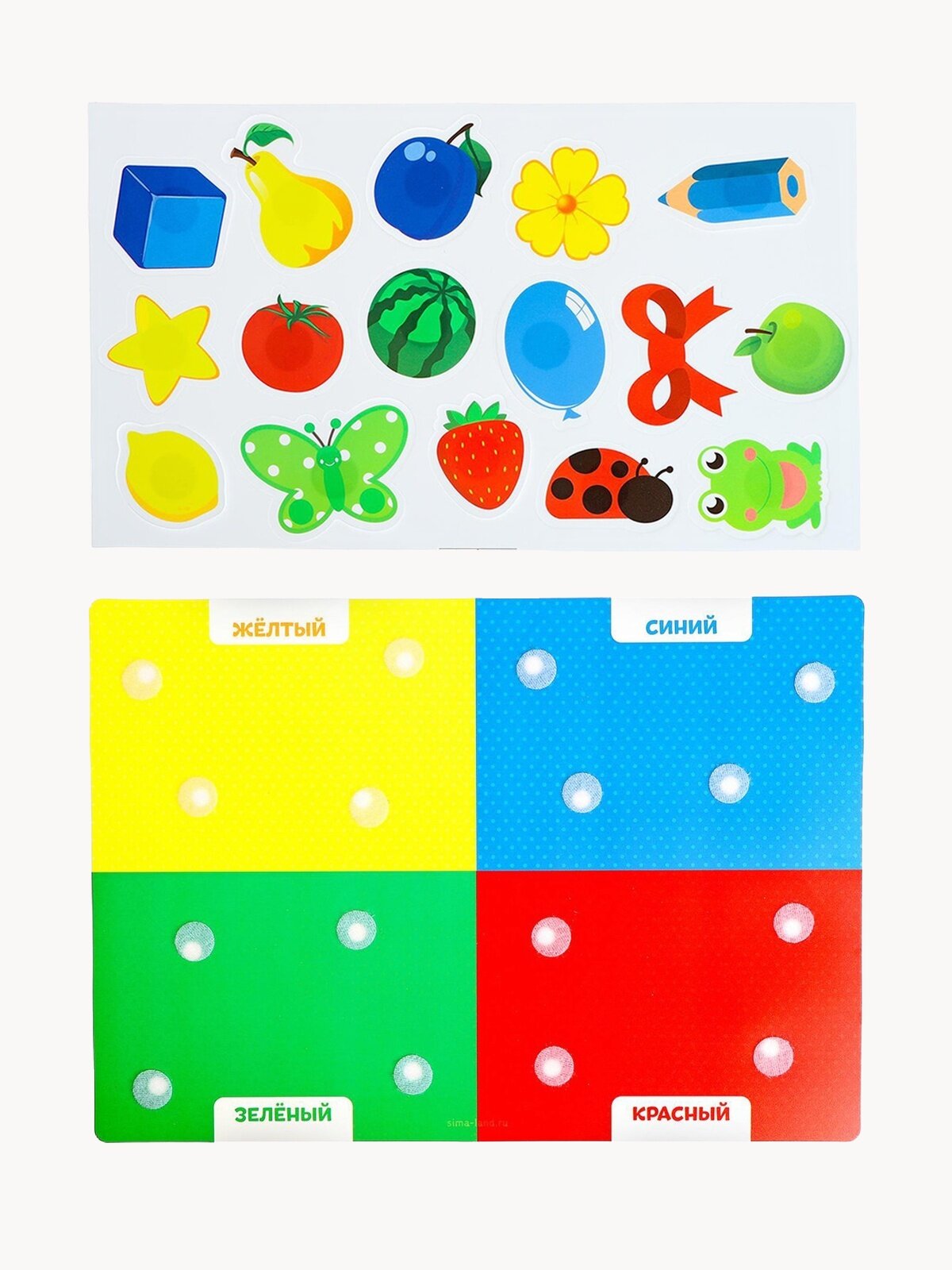 Игра развивающая на липучках Веселые липучки "Цвета", 1 поле 21х30 см, 16 липучек