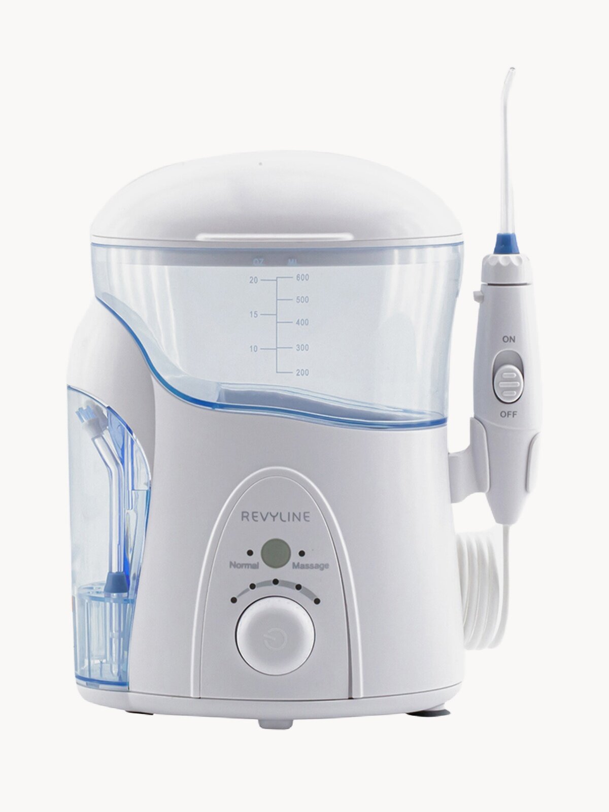 Ирригатор для зубов и десен Revyline RL 500 стационарный, белый, мощный, с насадками, с УФ-лампой, для всей семьи