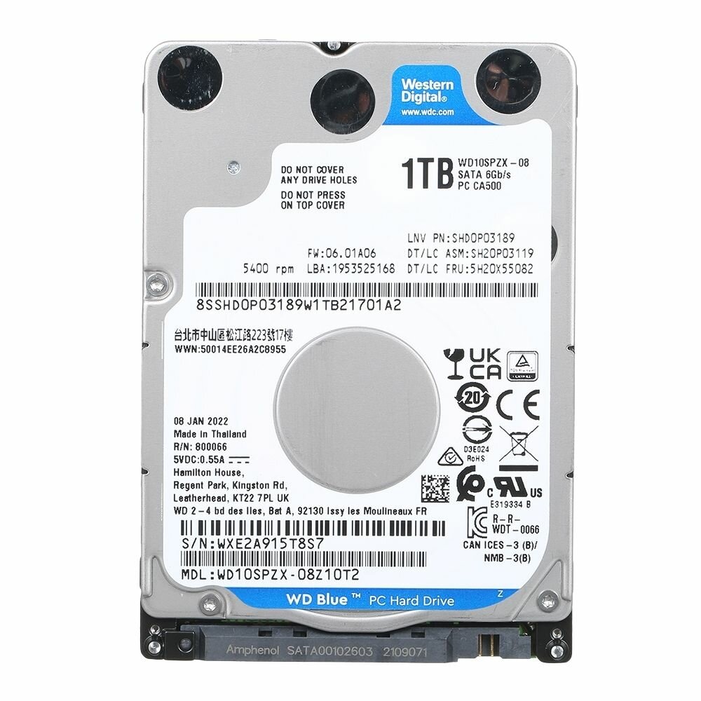 Жесткий диск WD Blue WD10SPZX 1TB механический 2.5 дюйм SATA6Gb/s встроенный для ноутбука 5400RPM кэш 128MB
