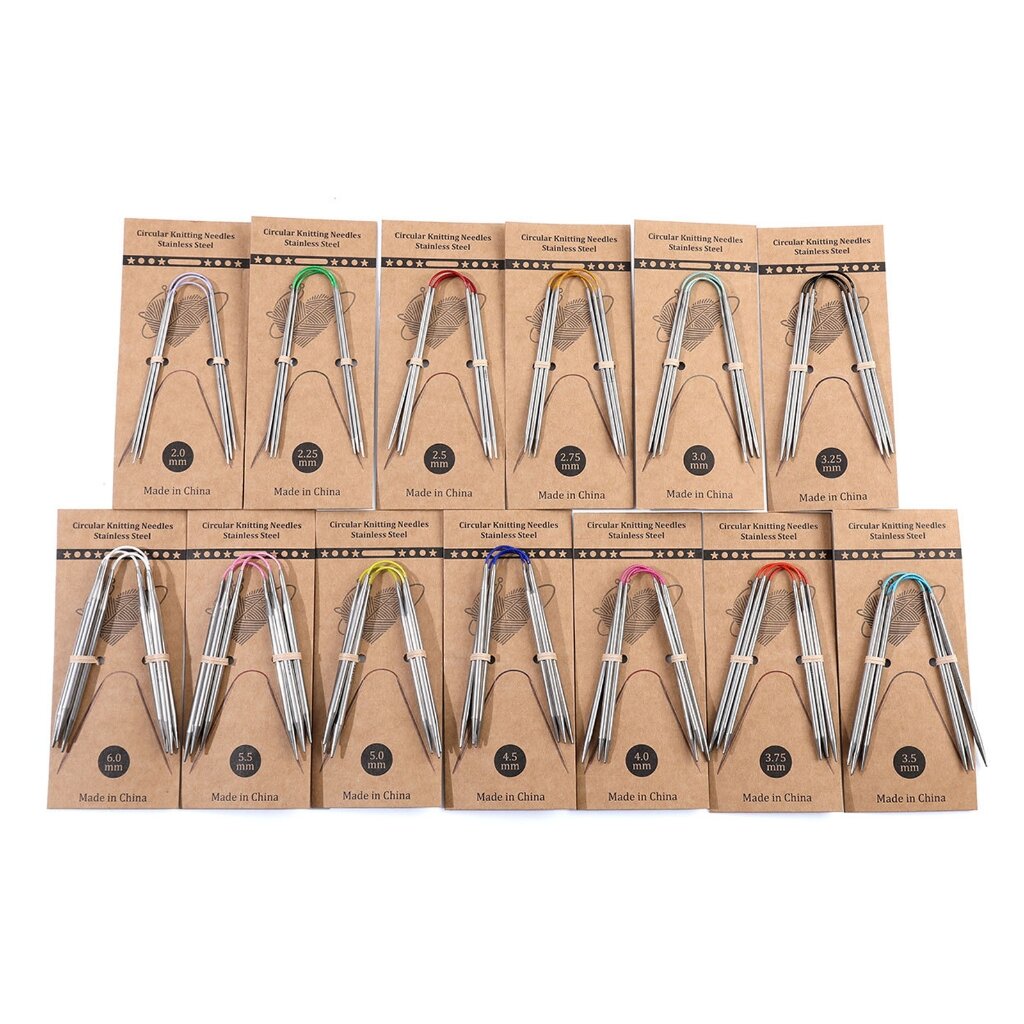 13 пар Круглых Вязальных Игл из Нержавеющей Стали с Тросом из Углеродистой Стали 2,0 мм-6,0 мм для Проекта по Изготовлению Пряжи для Вязания