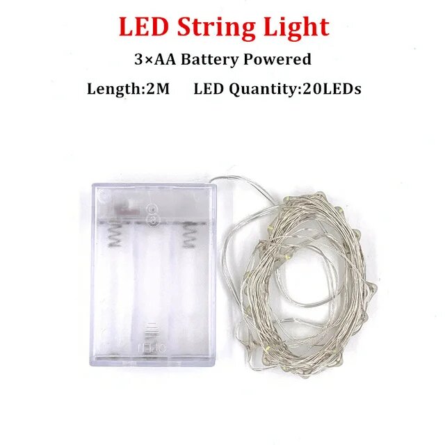 Струнная LED гирлянда 2M, 20LED, Warm White