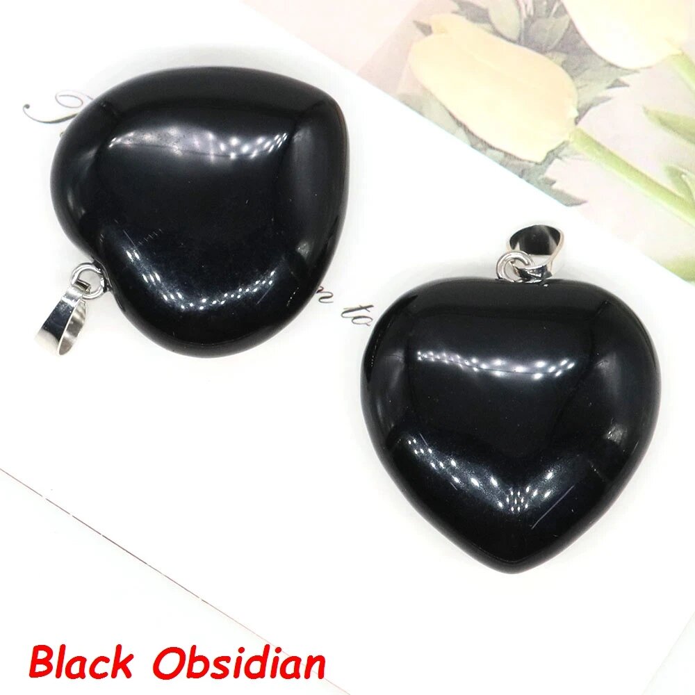 Хрустальный камень сердце аметист для украшений Черный, 20PCS, Black Obsidian