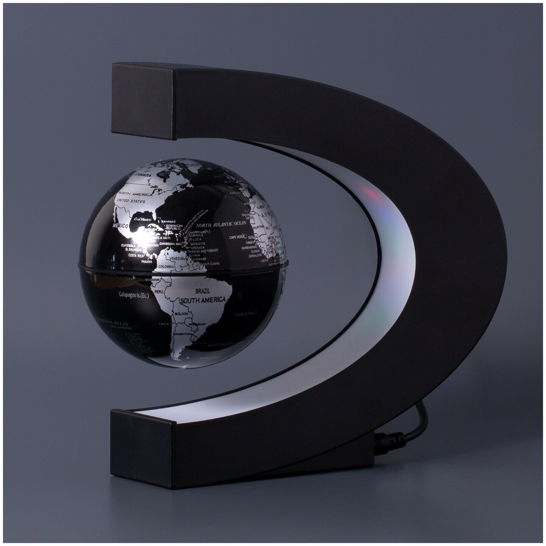 Глобус LjM, левитирующий, RGB-подсветка, металлический, настольный, черный