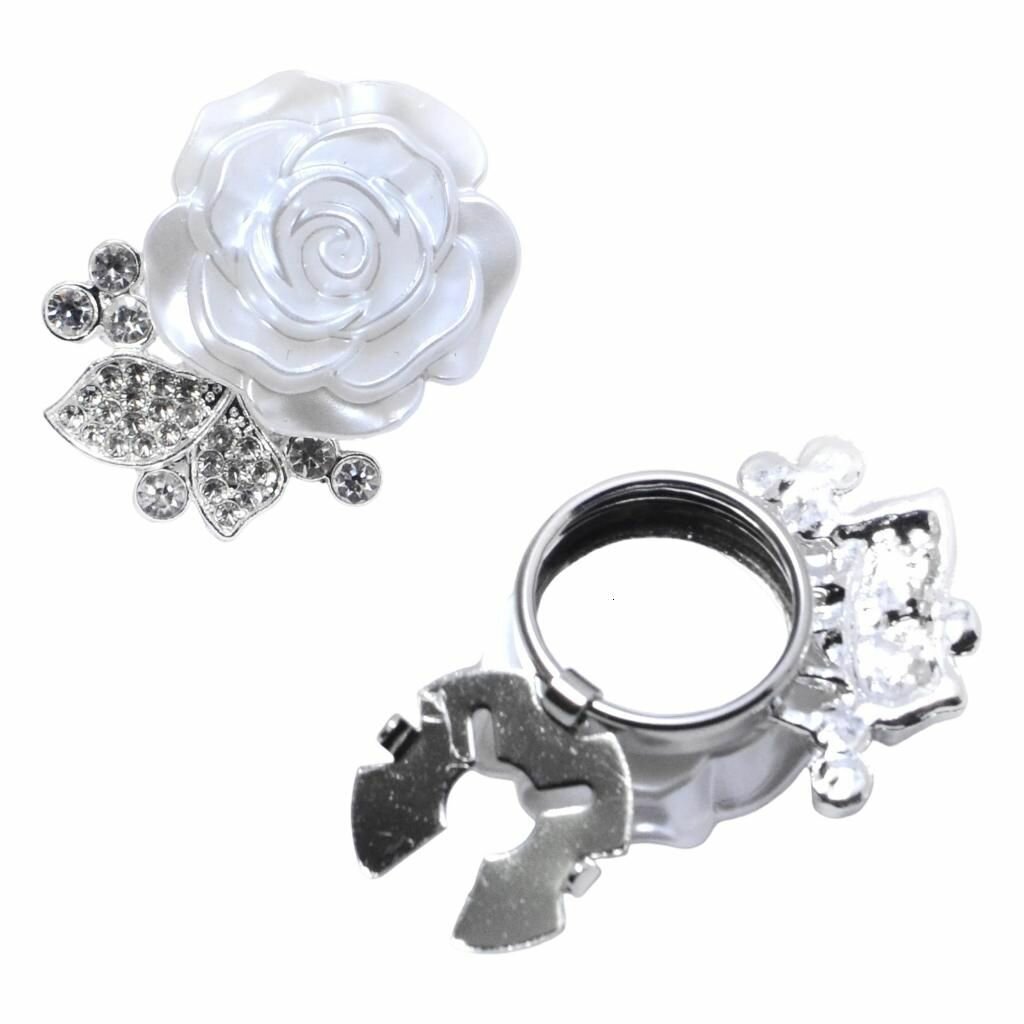 Женские накладки на пуговицы рубашки, манжеты с цветочным узором и сверкающими бриллиантами, золотые и серебряные манжеты, накладки на пуговицы рубашки (2 шт), Серебро