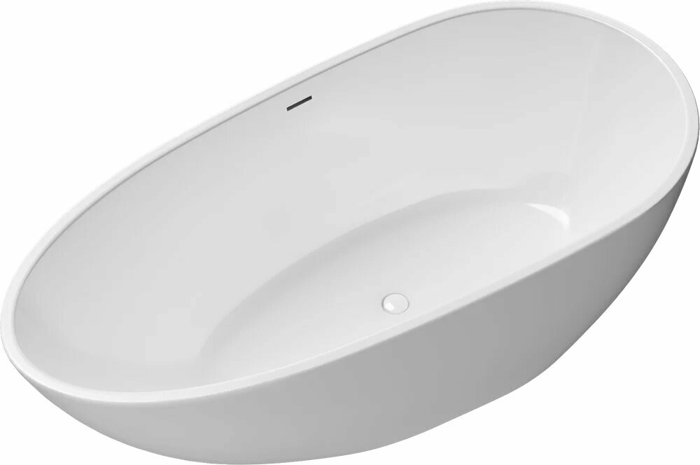 Акриловая ванна Grossman Fly GR-1102 170x80, с каркасом, отдельностоящая, белая, глянцевая, овальная, антискользящее покрытие