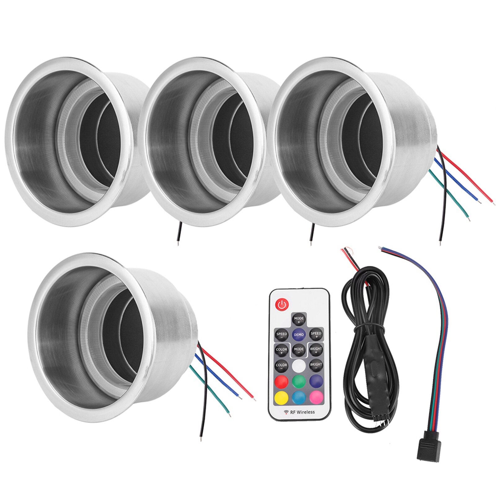 4pcs DC 12V RGB Светодиодные автомобильные пиковые стаканы с дистанционным управлением для морского RV Truck