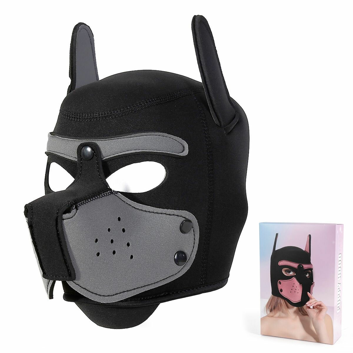 Бдсм маска на голову Puppy Hood (собаки, пса) пет плей тканевая