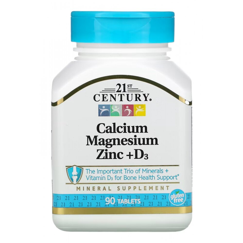 21st Century Calcium Magnesium Zinc + D3, 90 таблеток