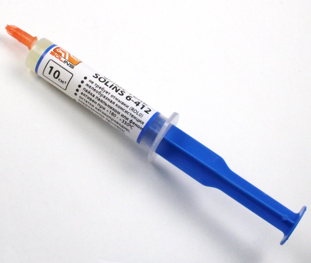 Флюс-гель безотмывочный SOLINS 6-412 ROL0 NC 10 см3 (9,4 г)