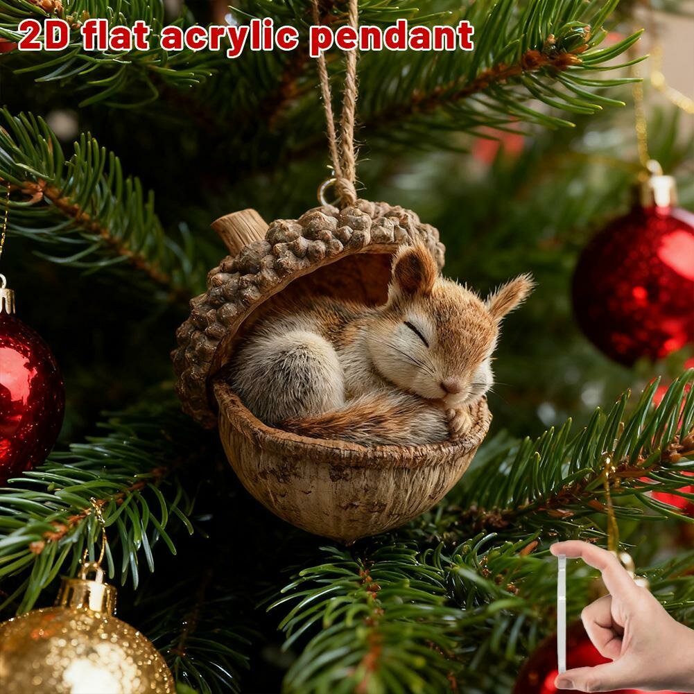Декоративный кулон, животные в дупле дерева, акриловый плоский 2D кулон, подходит для праздничного украшения, брелок, рюкзак, дом