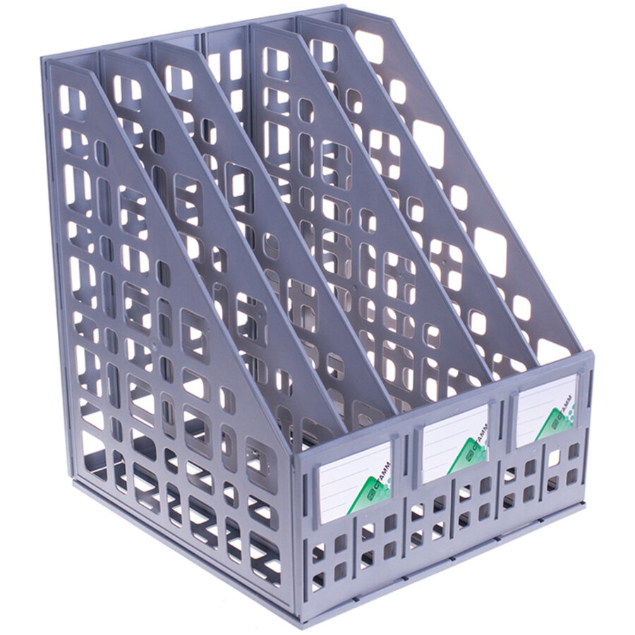 Лоток вертикальный пластик А4 240мм 5отд. серый сборный СТАММ ЛТ84/ЛТВ-63723 шт