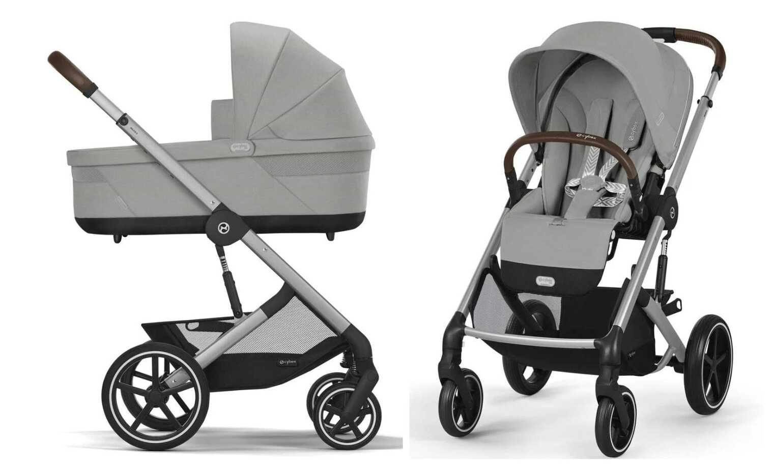 Коляска Cybex Balios S Lux, 2 в 1, EVA, 2 дождевика, люлька и прогулочный блок stone grey