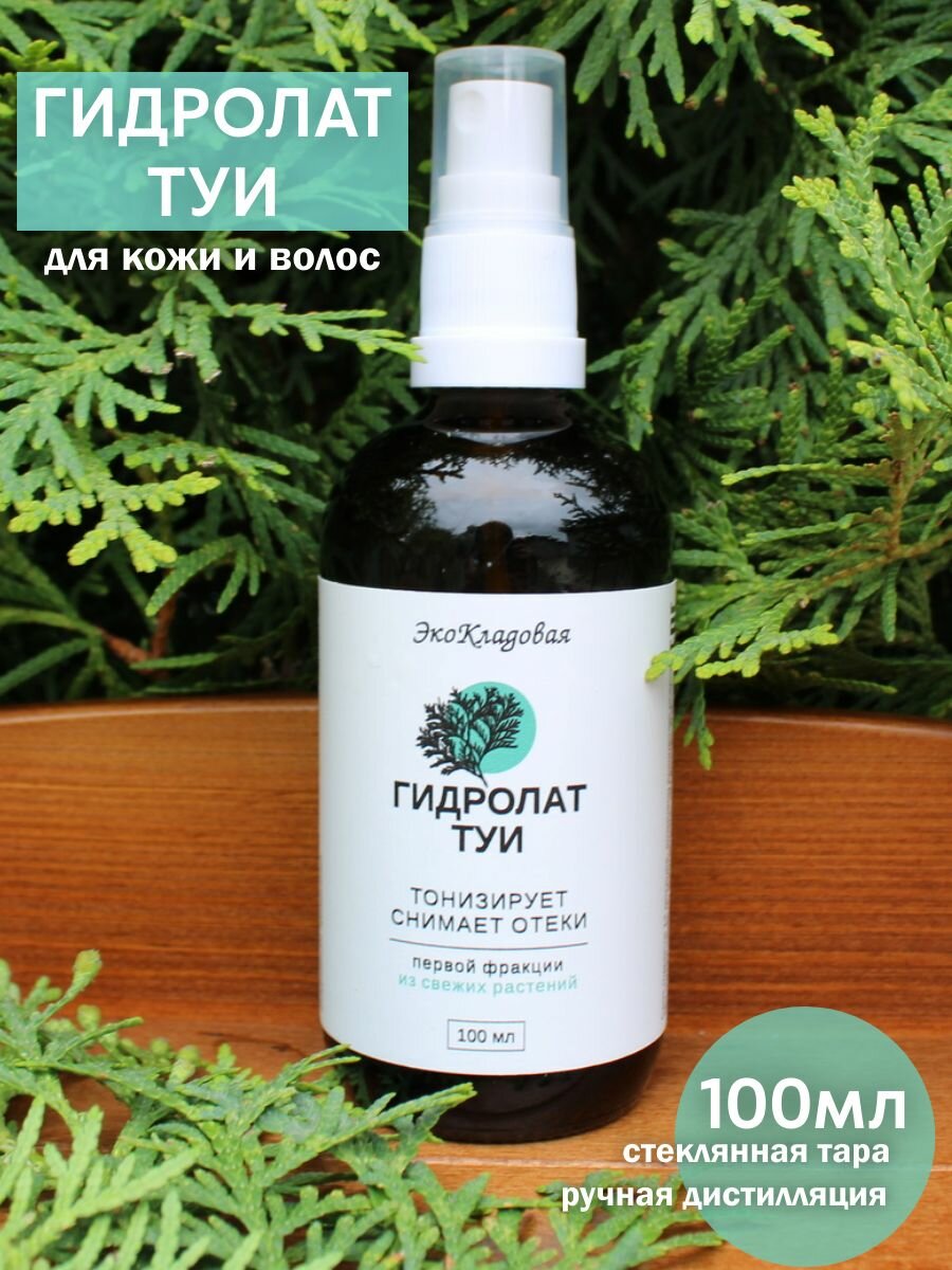 Гидролат туи натуральный дистиллят 100 мл для проблемной кожи и кожи головы