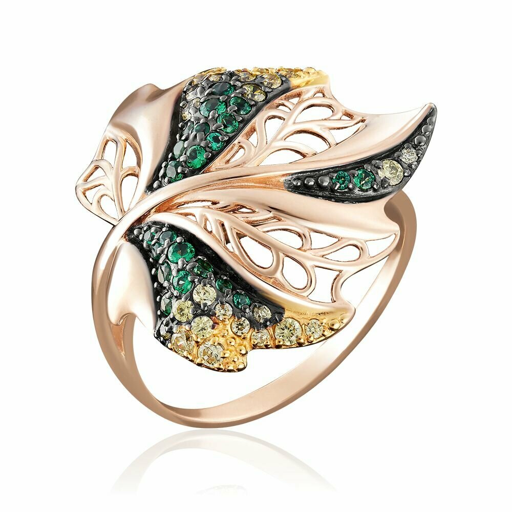 Кольцо, красное золото, 585 проба, фианит