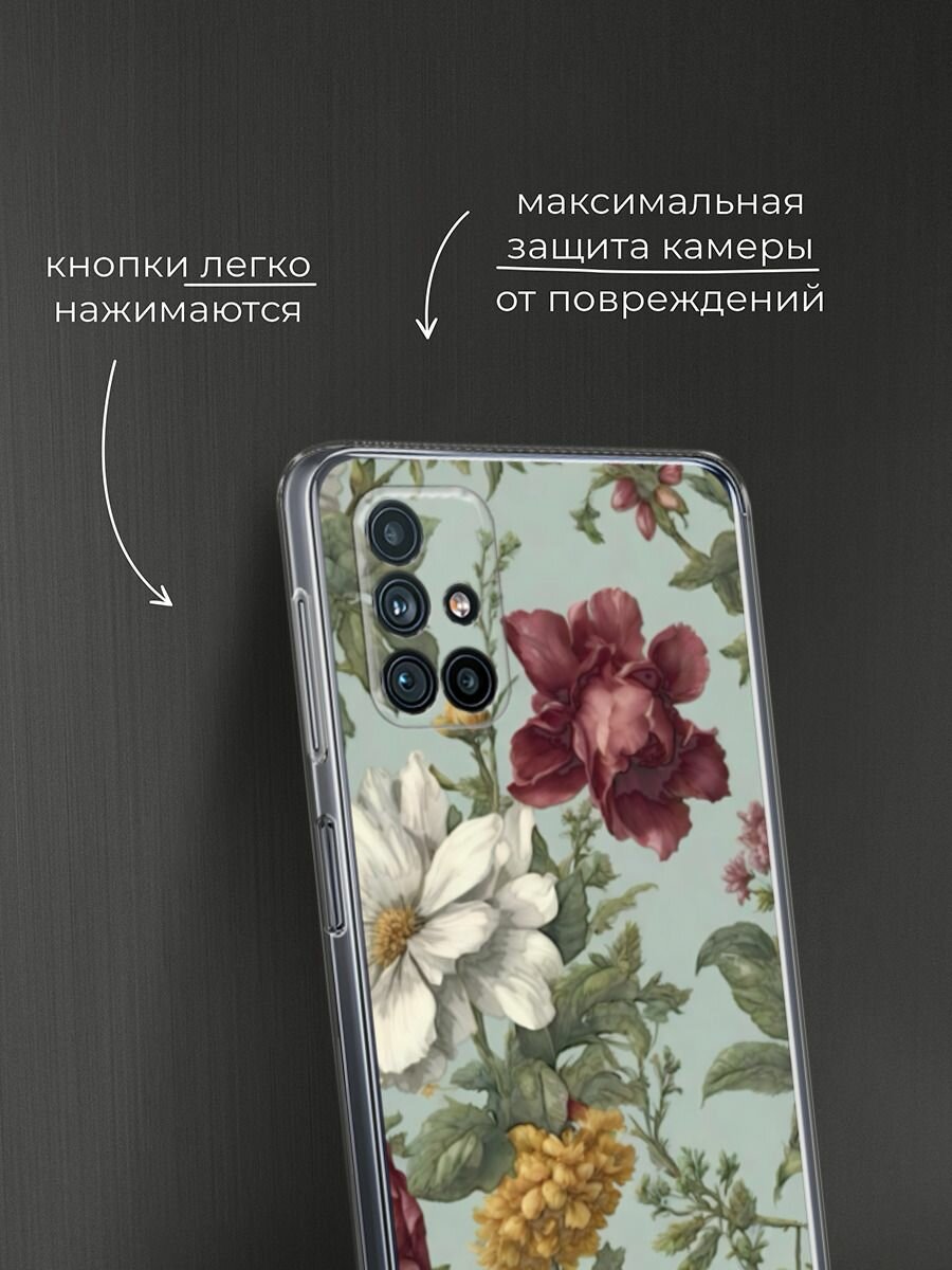 Чехол на Samsung Galaxy M31s / Самсунг Галакси M31s с принтом Акварельные красные цветы — фото 1
