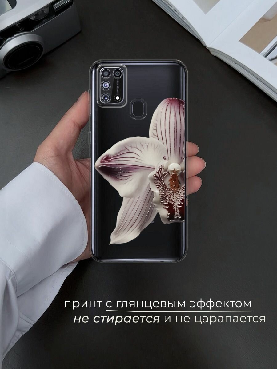 Чехол на Samsung Galaxy M31 / Самсунг Галакси М31 с принтом Белая орхидея — фото 1