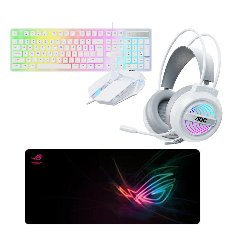 Игровая клавиатура IPASON MP-V5 механическая с подсветкой комплект клавиатура и мышь, белая