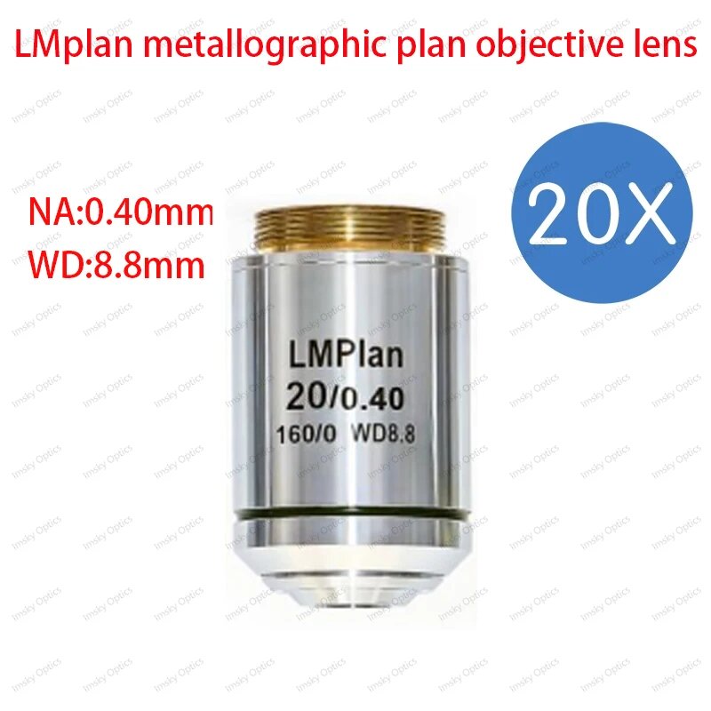 LMPlan 20X Металлографическая объективная линза, NA:0.40, WD:8.8