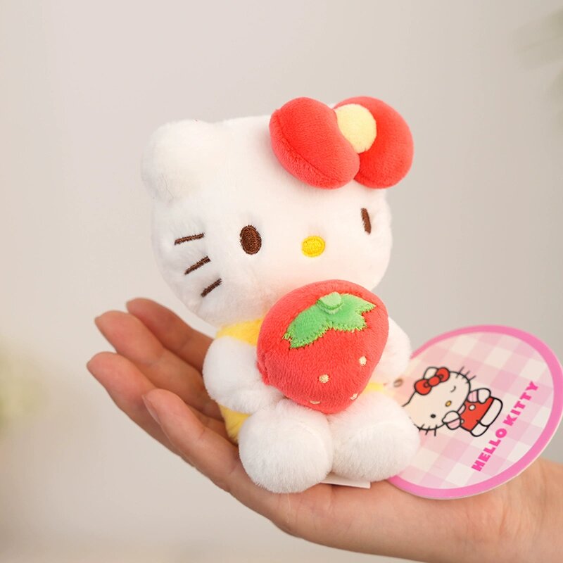 Маленький брелок-подвеска Hello Kitty, плюшевая игрушка-кошка, украшение для рюкзака для девочек красная клубника кт_13