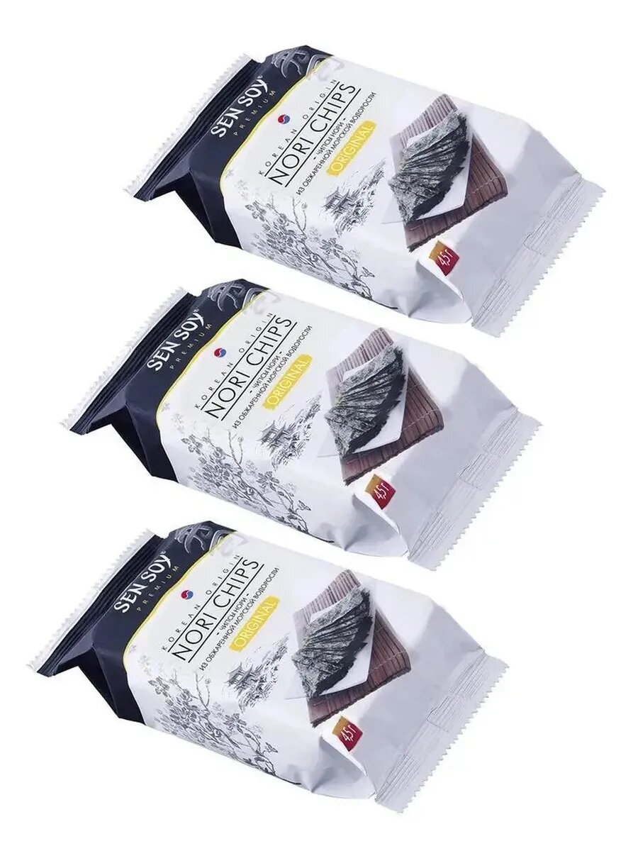 Чипсы 3 пачки по 4,5 гр морские нори оригинал