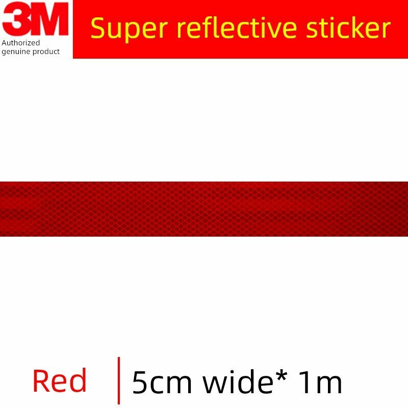 3M Super Grade Красный отражающий ленточный трафик безопасности 5см ширина 1м длина высокая видимость предупреждение